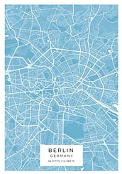 Berlin Blue Map Poster - Poster Star